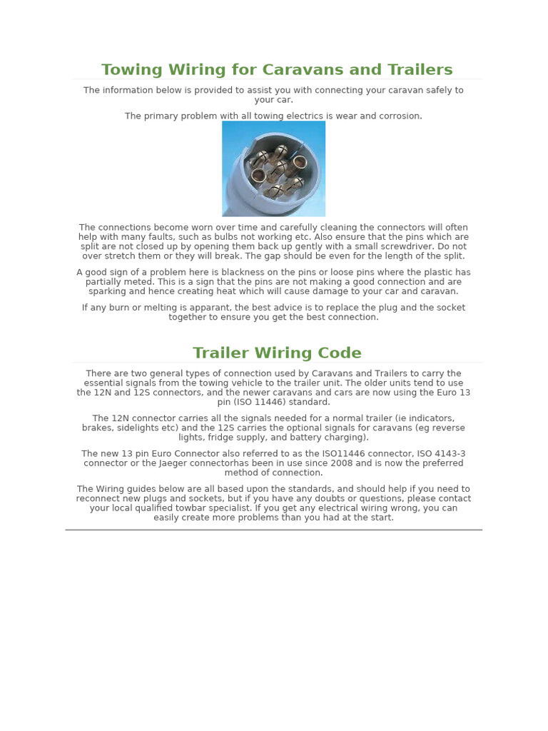 Towing Wiring For Caravans and Trailers | PDF | Electrical Engineering ...
