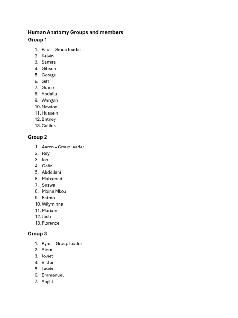 Anatomy Groups 1 | PDF