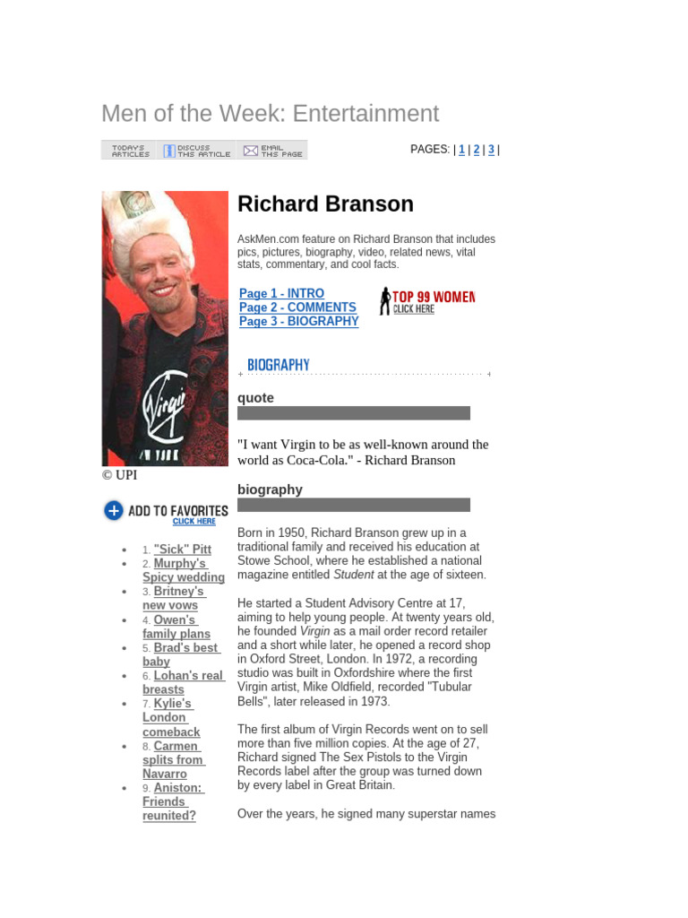 Richard Branson: A Biography Overview | PDF