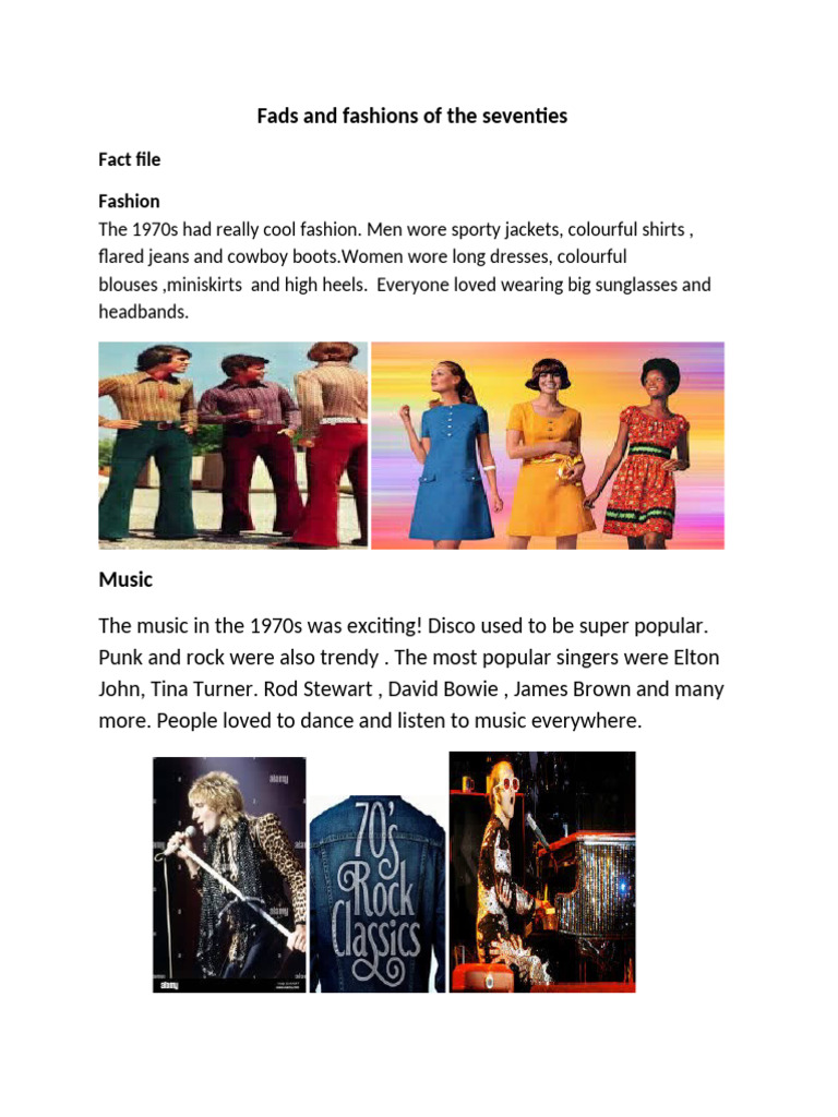 Fads and Fashions of The 70s | PDF