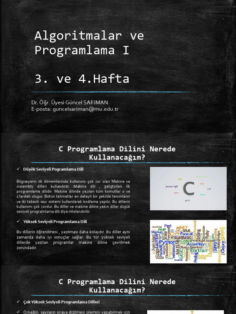 Algoritmalar Ve Programlama I-Hafta3 | PDF