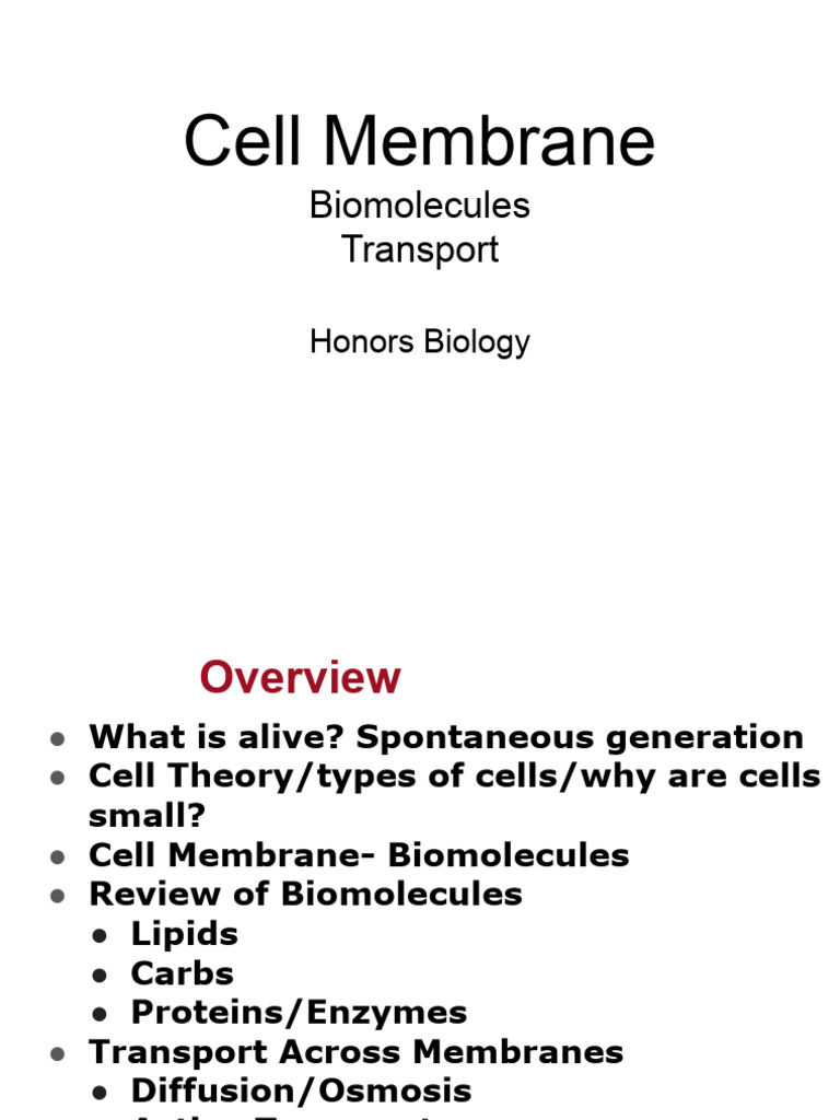 Cell Membrane and Biomolecule Transport | PDF | Cell (Biology) | Cell ...