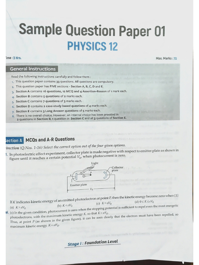 Sample paper 1 physics | PDF