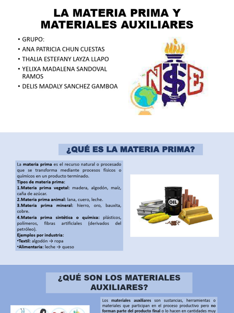 Materia Prima y Materiales Auxiliares | PDF | Materia prima | Importar