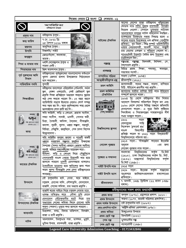 1. Bangla Lecture Sheet -1 Final (Autosaved) | PDF