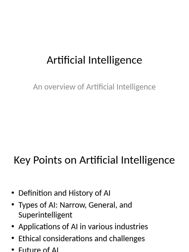 Overview of Artificial Intelligence | PDF