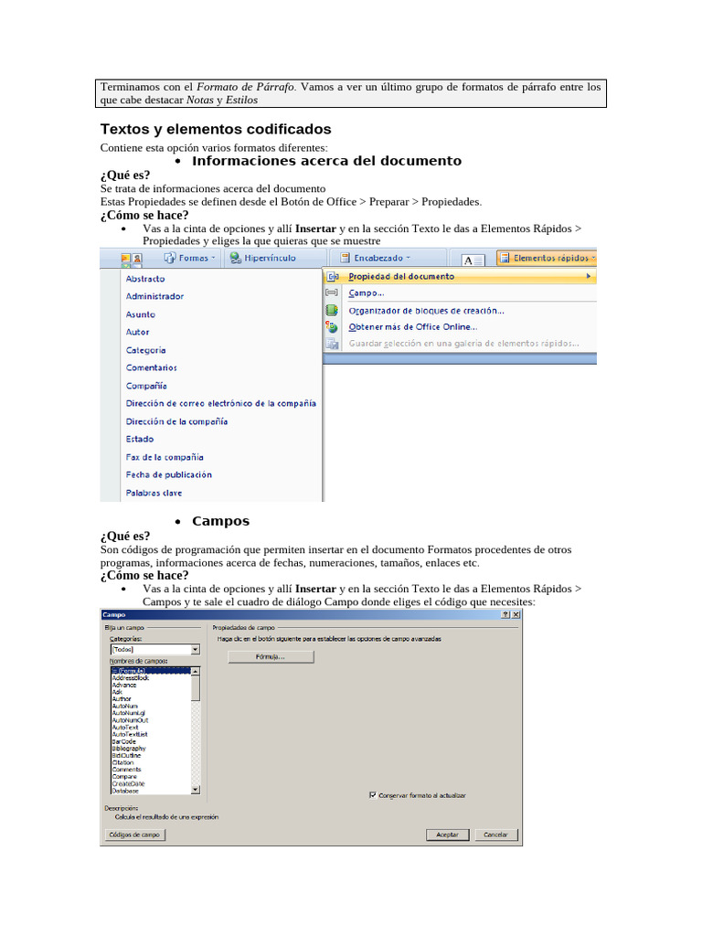 Formatos de Párrafo en Word: Guía Completa | PDF | Hipervínculo ...