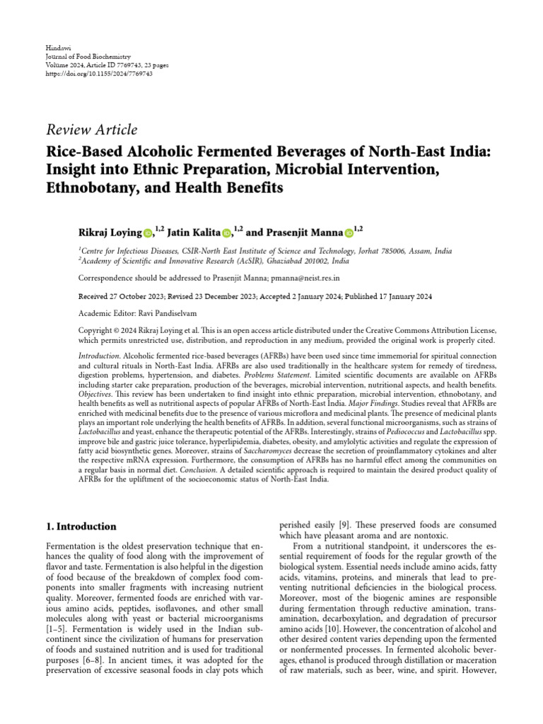 Rice-Based Alcoholic Fermented Beverages of North | PDF | Drink | Foods