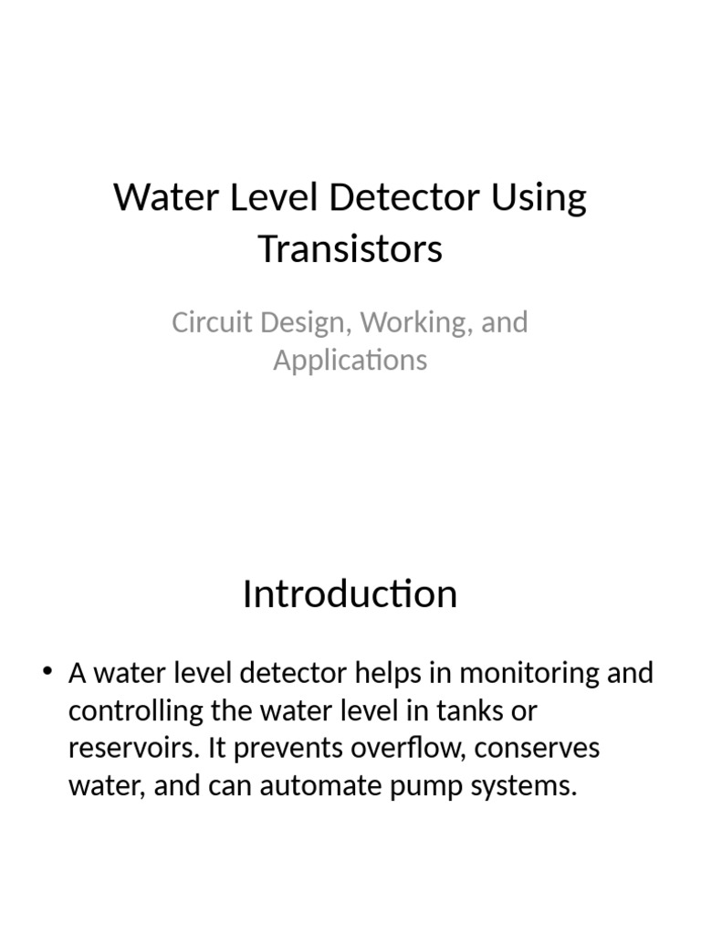 Water Level Detector Using Transistors | PDF
