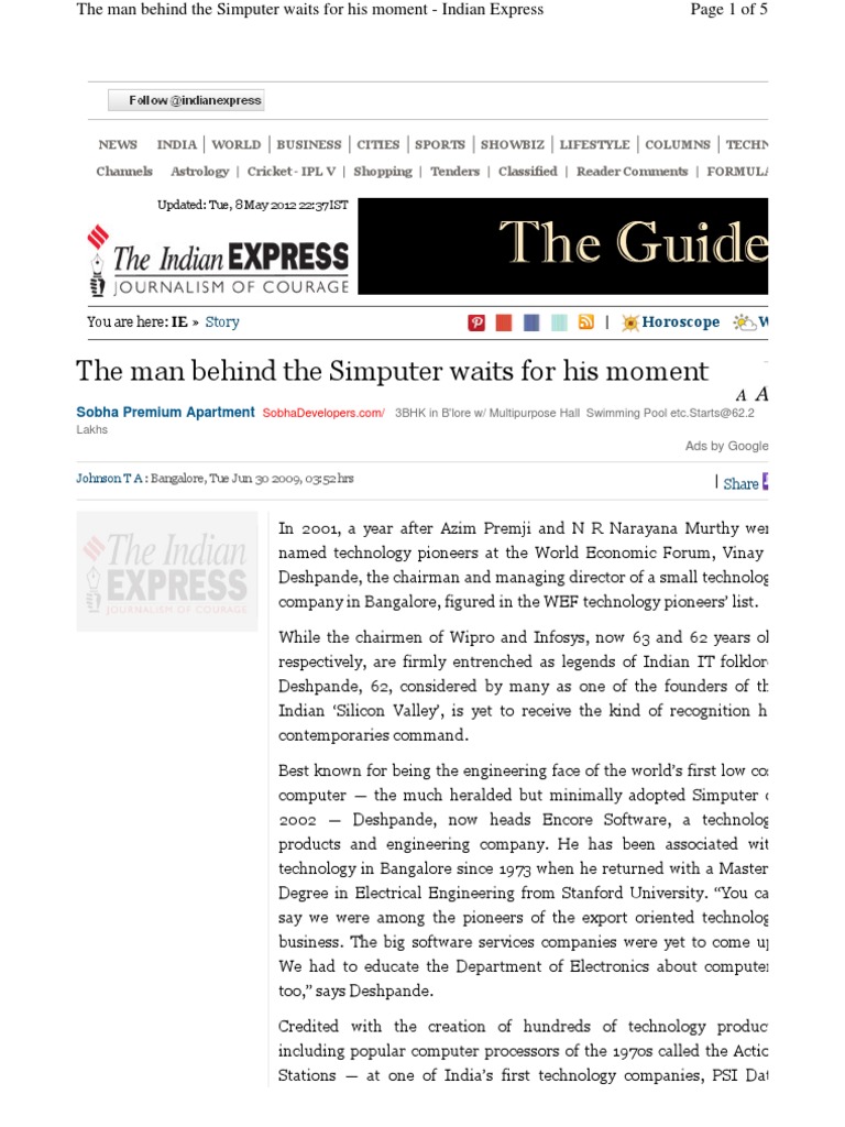 The Man Behind The Simputer | PDF | Mobile Device | Bangalore