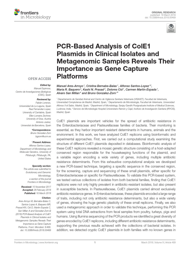 ColE1 Plasmids: Gene Capture Insights | PDF | Plasmid | Polymerase ...
