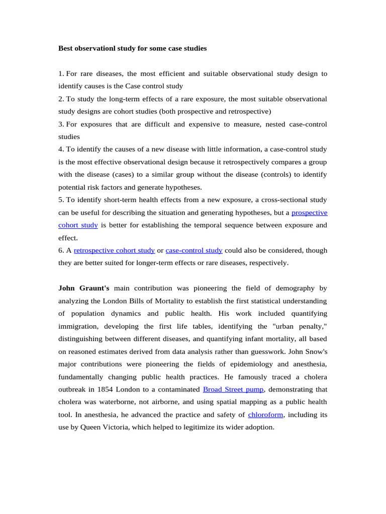 Observational Study Designs Explained | PDF | Epidemiology | Cohort Study