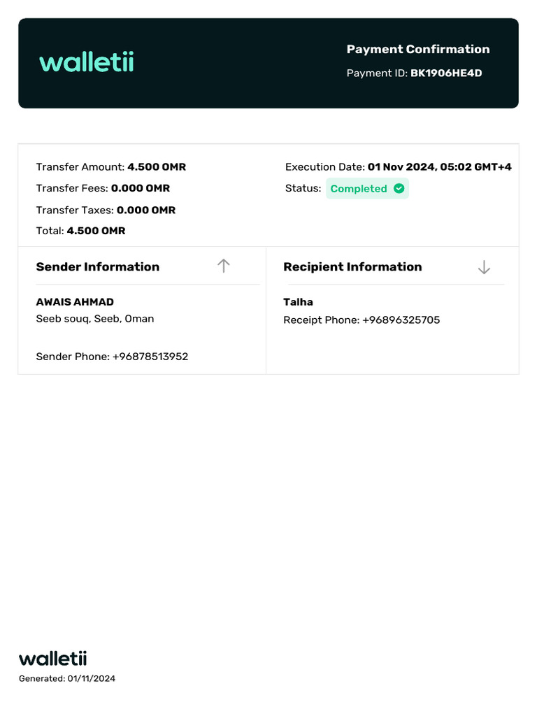 Ooredoo Transaction Bk1906he4d Completed 050230 | PDF