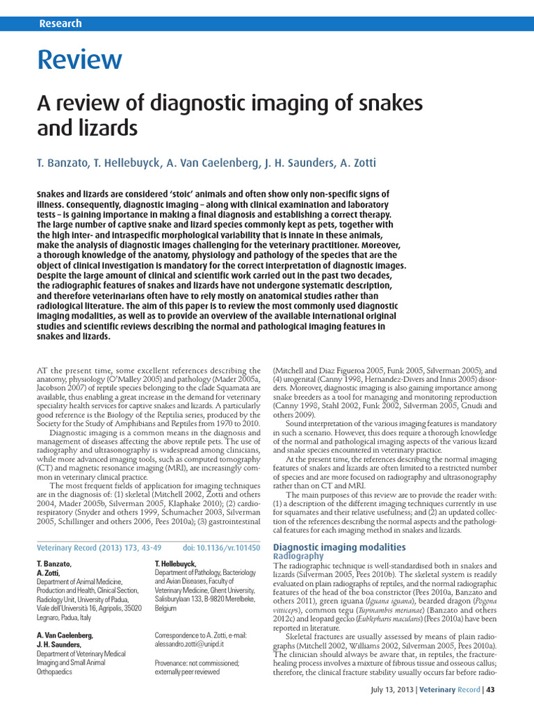 A Review of Diagnostic Imaging of Snakes and Lizards | PDF | Medical ...