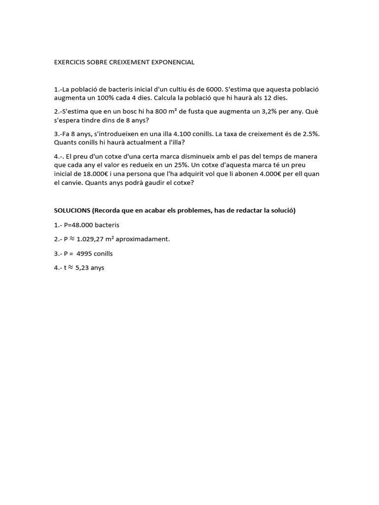 Exercicis Aplicacions Logaritmes | PDF
