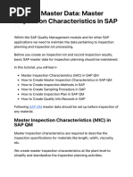 SAP QM Master Data Tables Overview | PDF | Data | Quality Management