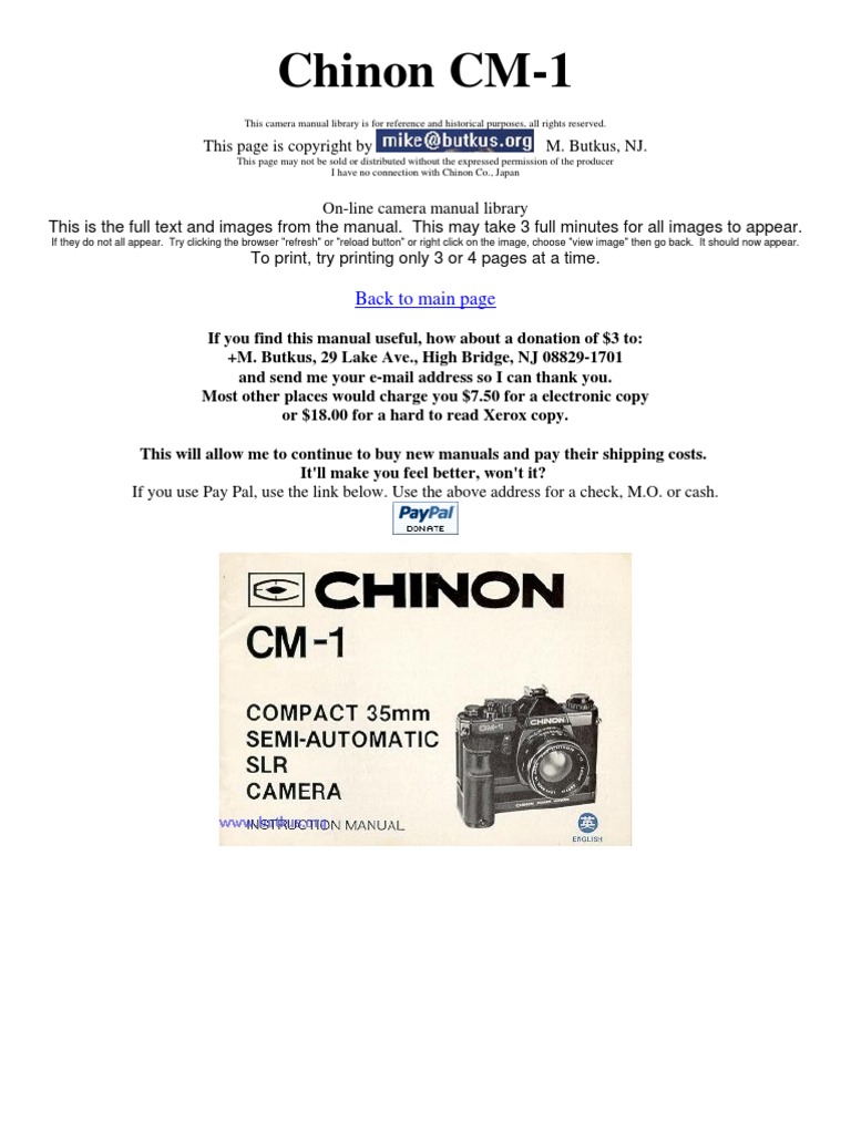 Chinon cm-1 | PDF | Flash (Photography) | Camera