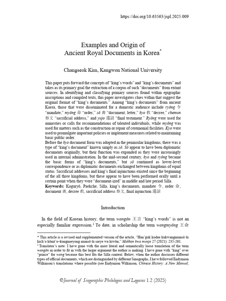 Examples and Origin of Ancient Royal Documents İn Korea | PDF ...