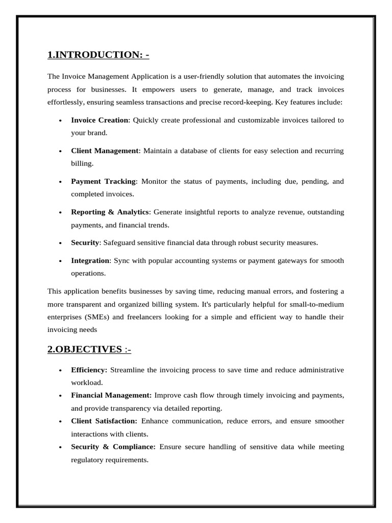 Synopsis On Invoice Management Application | PDF | Mobile App | Invoice