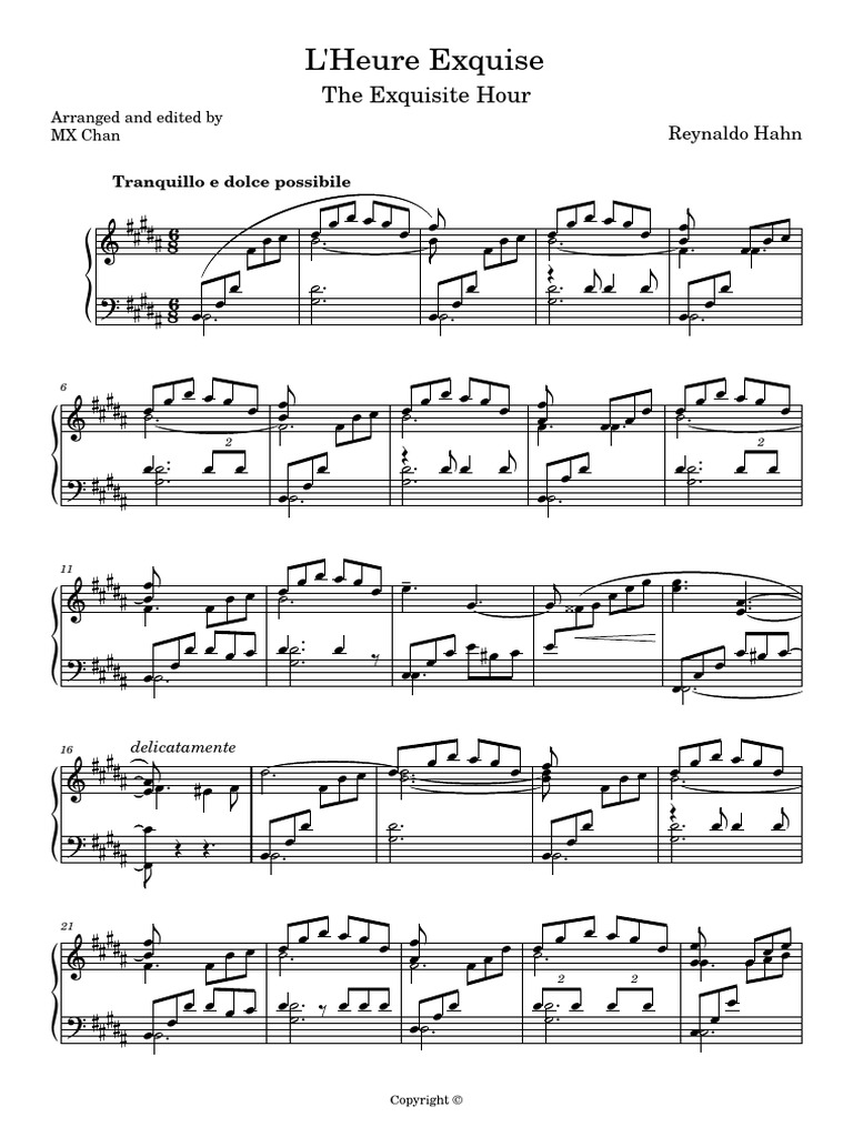 Hahn - L'Heure Exquise (Sheet) | PDF