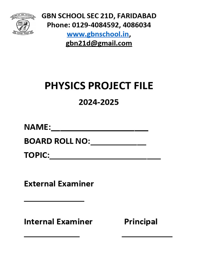 Physics Project File | PDF