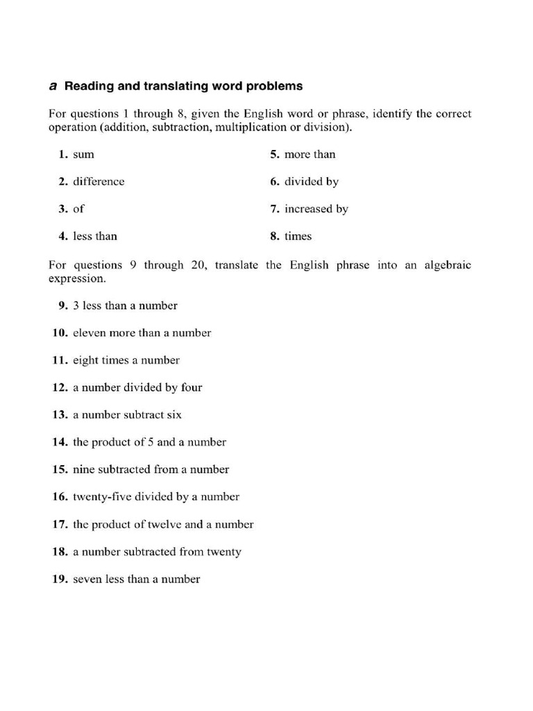 Reading Word Problems | PDF