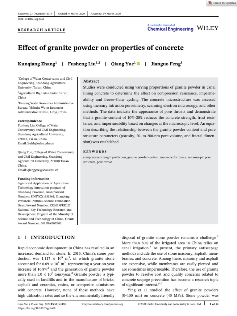 Granite Powder's Impact on Concrete Properties | PDF | Porosity | Concrete