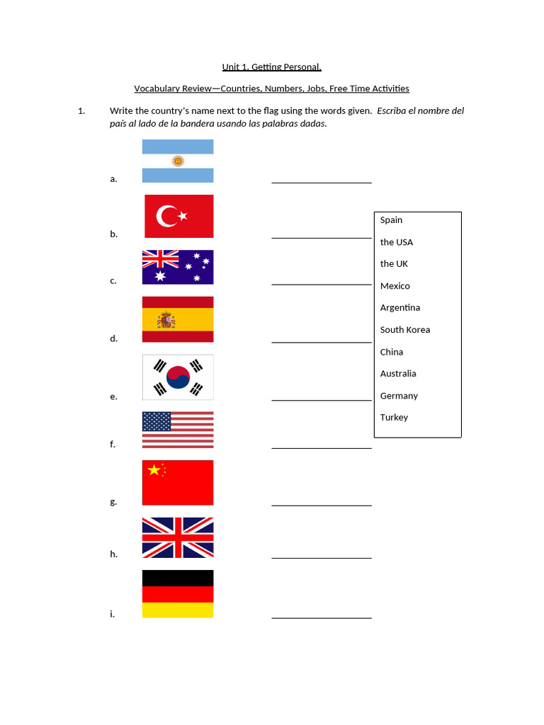 UNIT 1 Getting Personal SLIDE 3 VOCABULARY REVIEW WORKSHEET | PDF