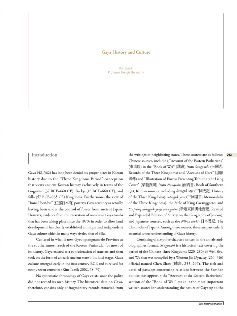 Gaya History and Culture - Kim Tae Sik | PDF | Korea