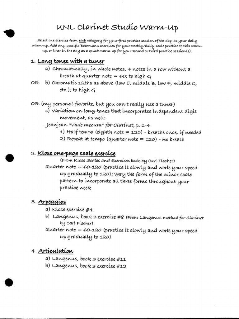 Clarinet Warm Up | PDF