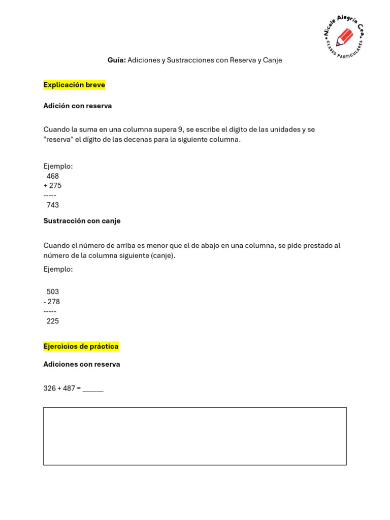 Adiciones y Sustracciones: Guía Práctica | PDF