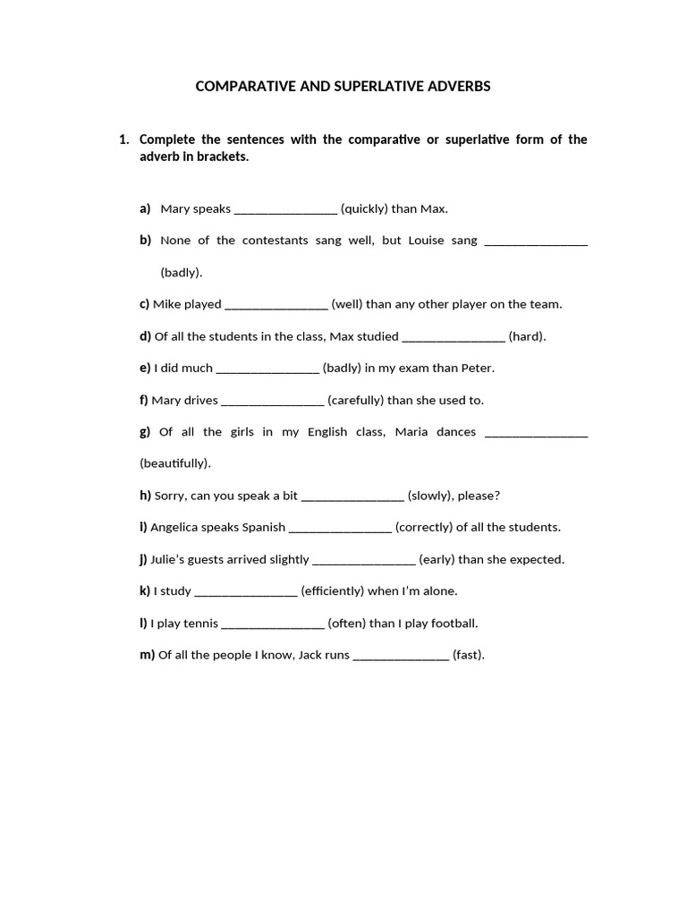 Comparative and Superlative Adverbs | PDF
