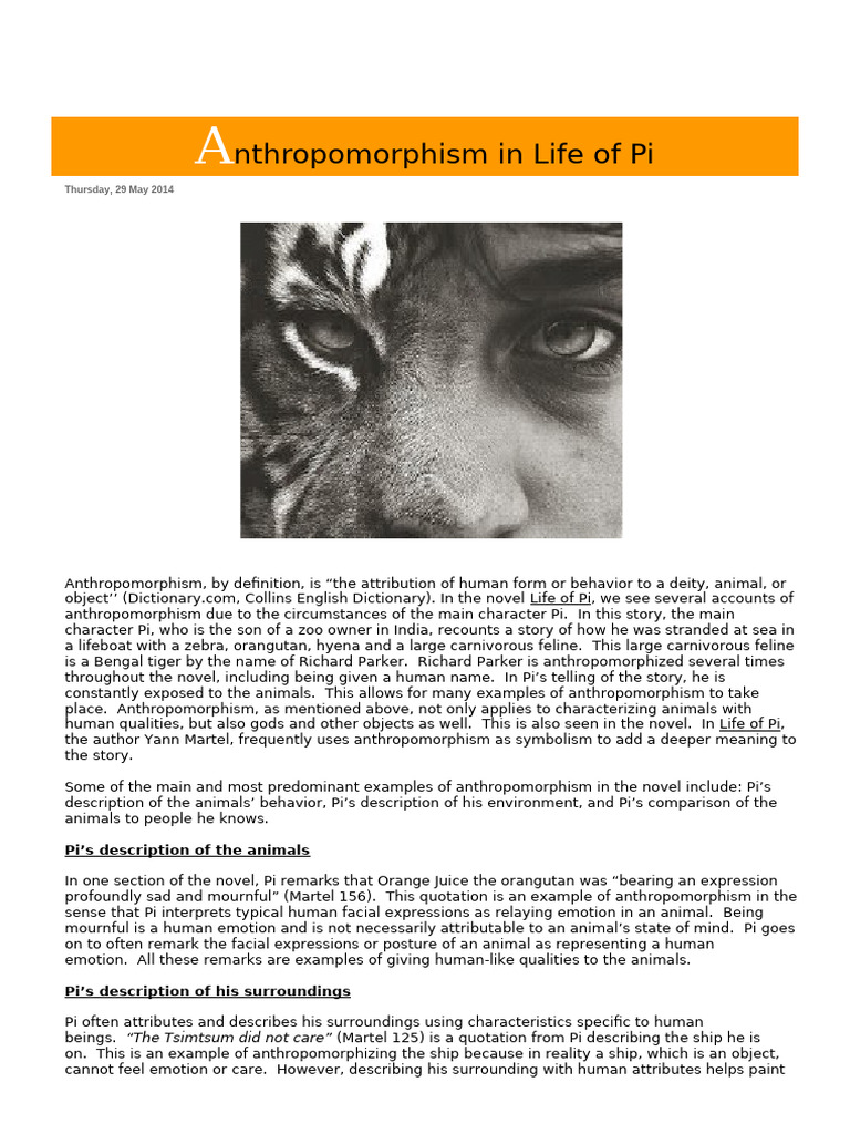 English Anthropomorphism in Life of Pi P2 Secondary 2 | PDF ...