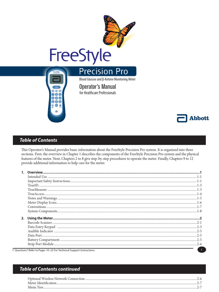 Glicosímetros ABBOTT FreeStyle Precision Pro Operators Manual | PDF ...
