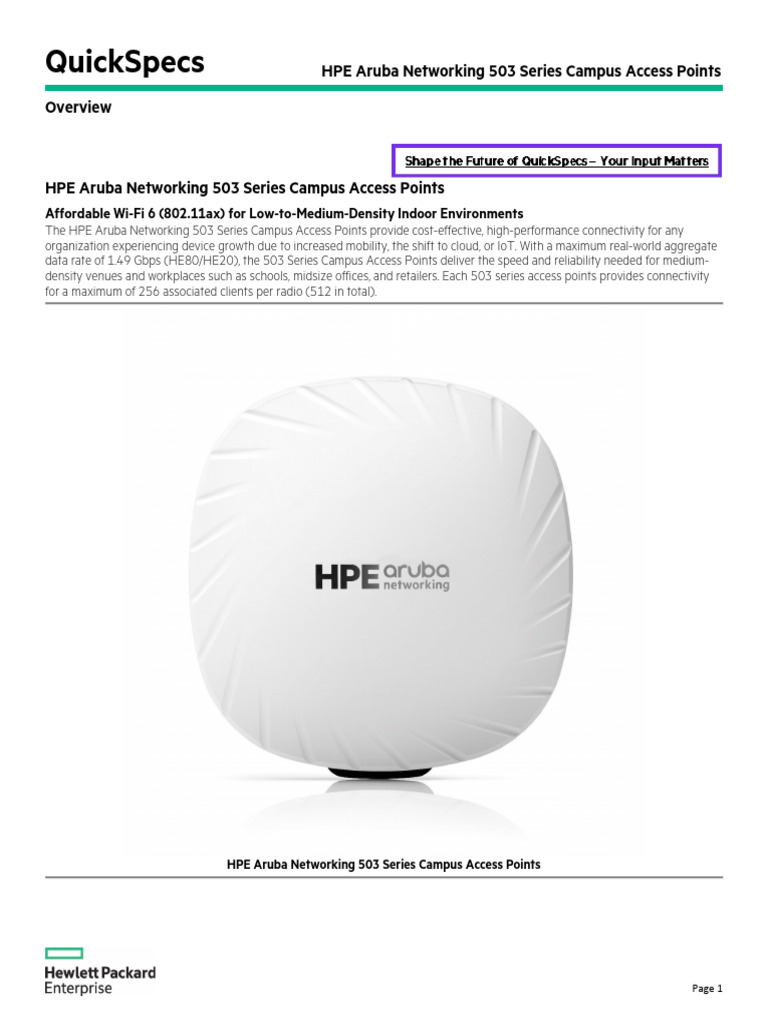 HPE Aruba Networking 503 Series Campus A | PDF | Ieee 802.11 | Computer ...