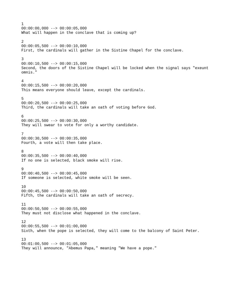 Upcoming Papal Conclave Process Explained | PDF