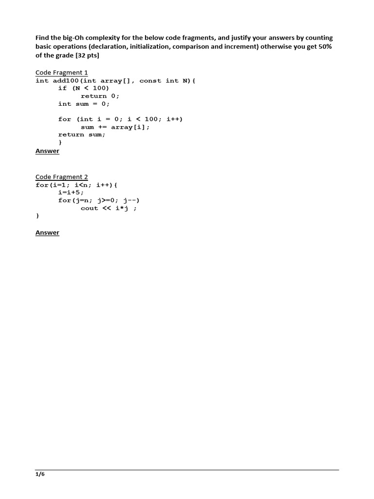 Algorithms Complexity Examples (1) | PDF