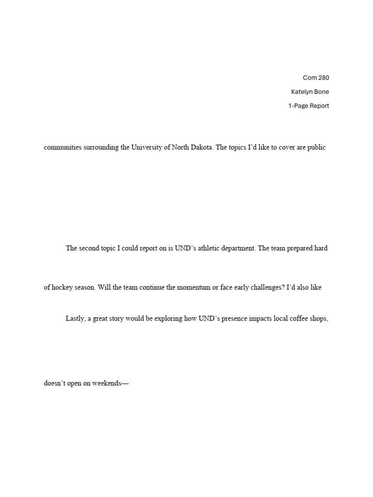 1-Page Report Katelyn Bone | PDF
