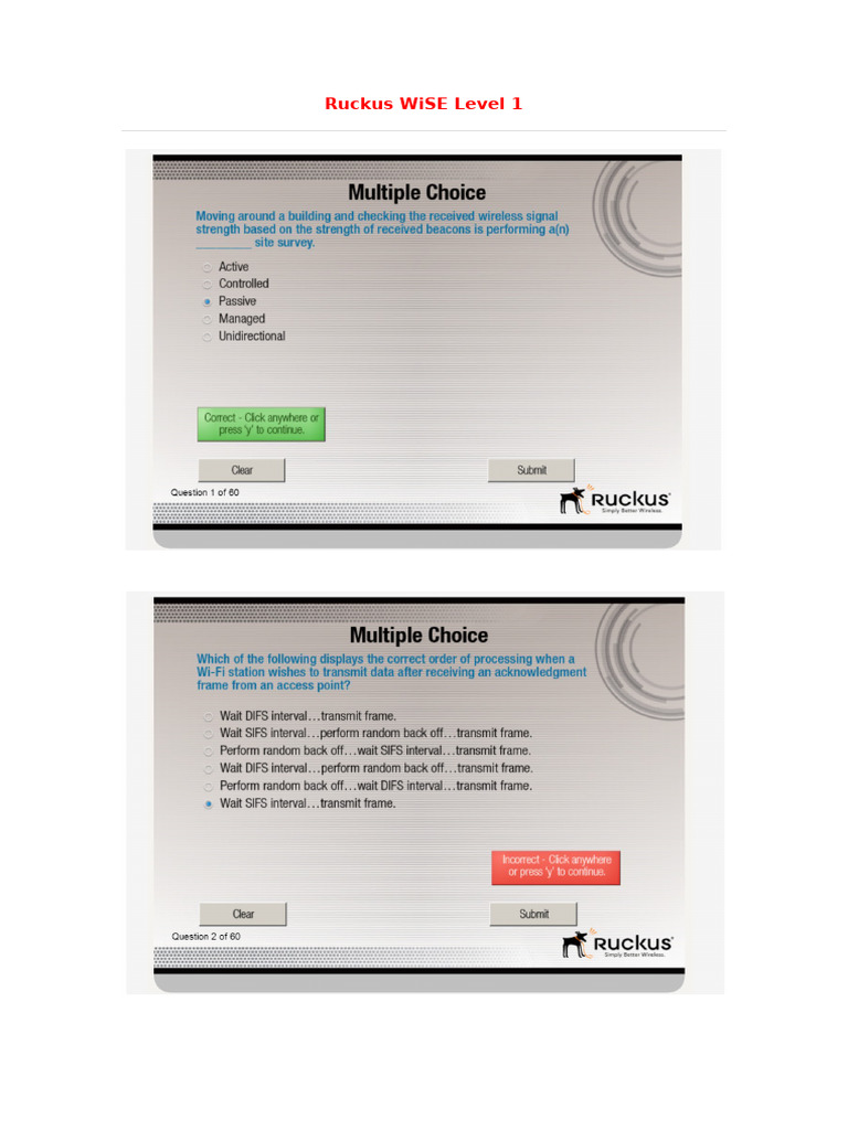 EXAMEN - Ruckus WiSE Level 1 | PDF