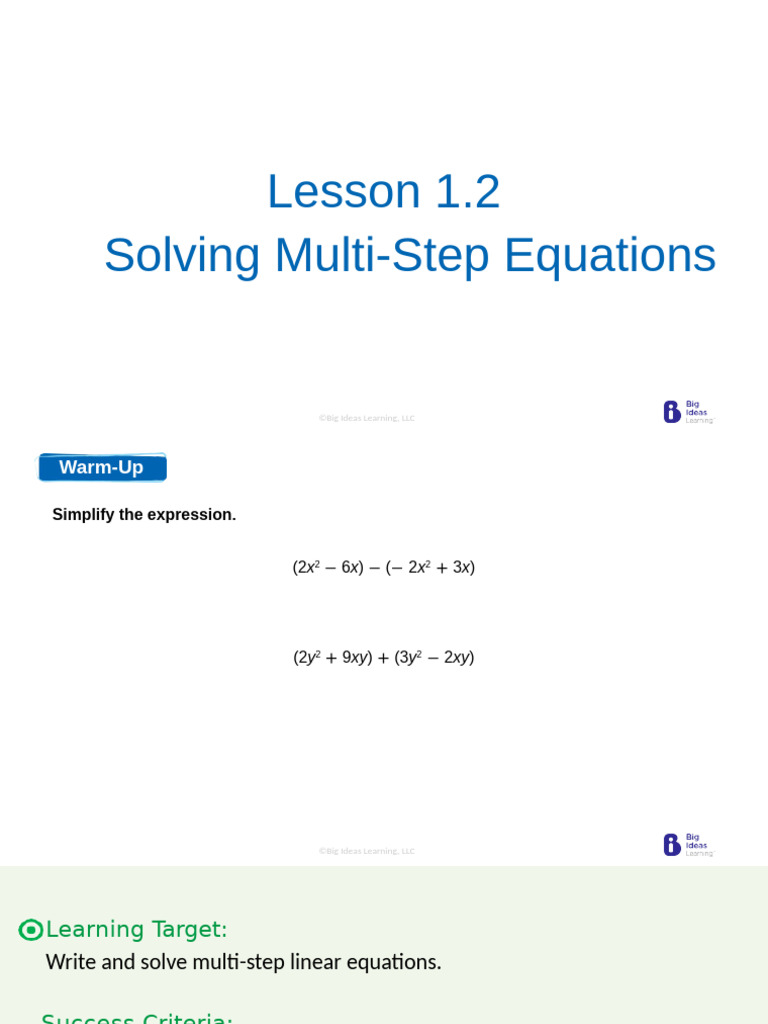 Multi-Step Equations: Solving Guide | PDF | Subtraction | Equations