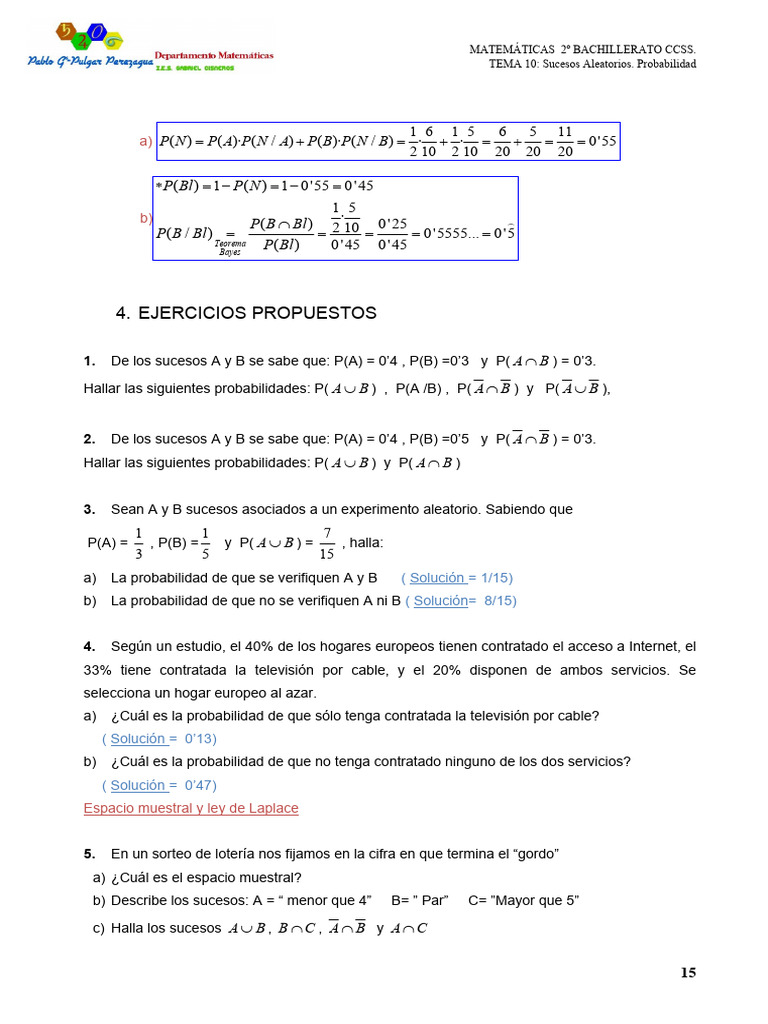 Probabilidad y Sucesos Aleatorios en Matemáticas | PDF | Probabilidad ...