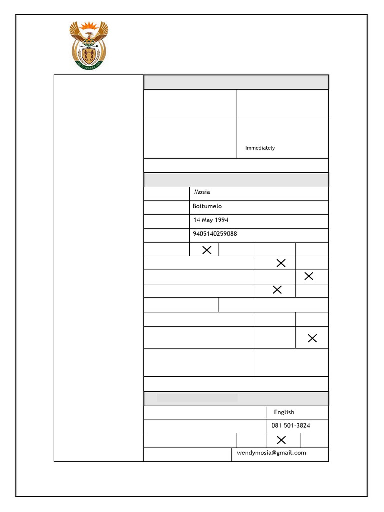 Government Job Application Form | PDF | Psychology | Communication