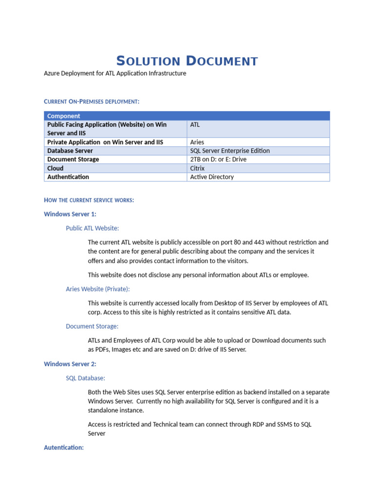 Azure Deployment Plan for ATL Infrastructure | PDF | Microsoft Azure ...