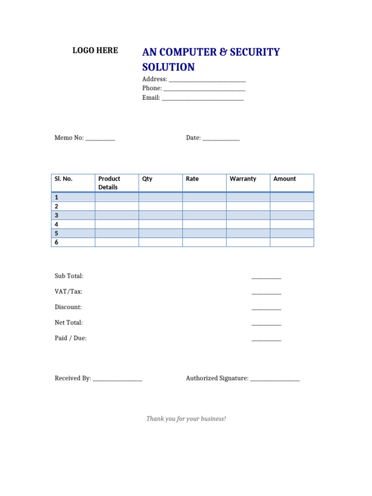 Modern Cash Memo With Warranty | PDF