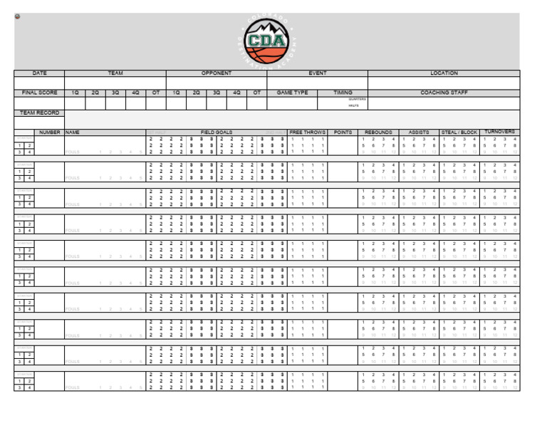 CDA Stat Sheet | PDF | Team Sports | Ball Games
