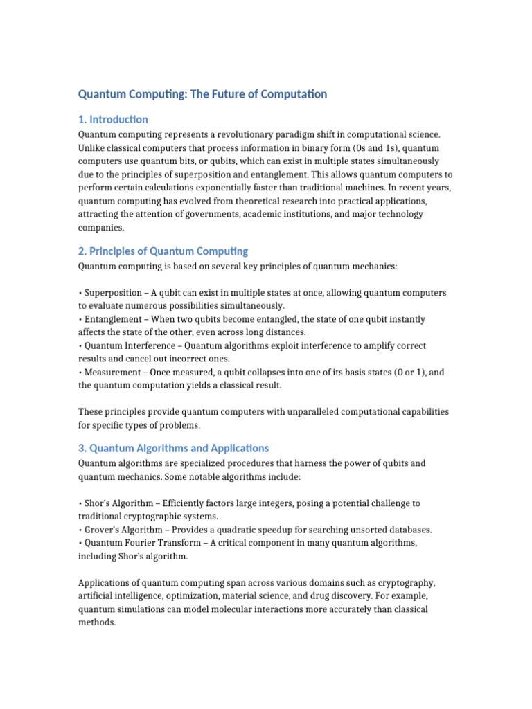 Quantum Computing Report | PDF | Quantum Computing | Theoretical Computer Science