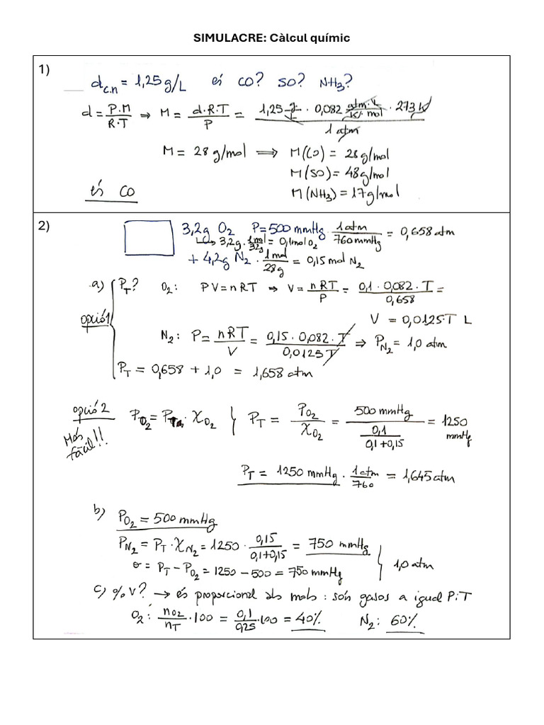 EX Simulacre Resolt Q2 T0-Càlcul Químic 25.26 | PDF