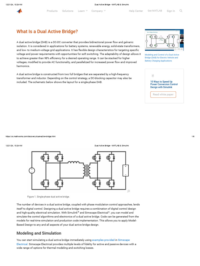 Dual Active Bridge - MATLAB & Simulink | PDF | Electricity | Electronics