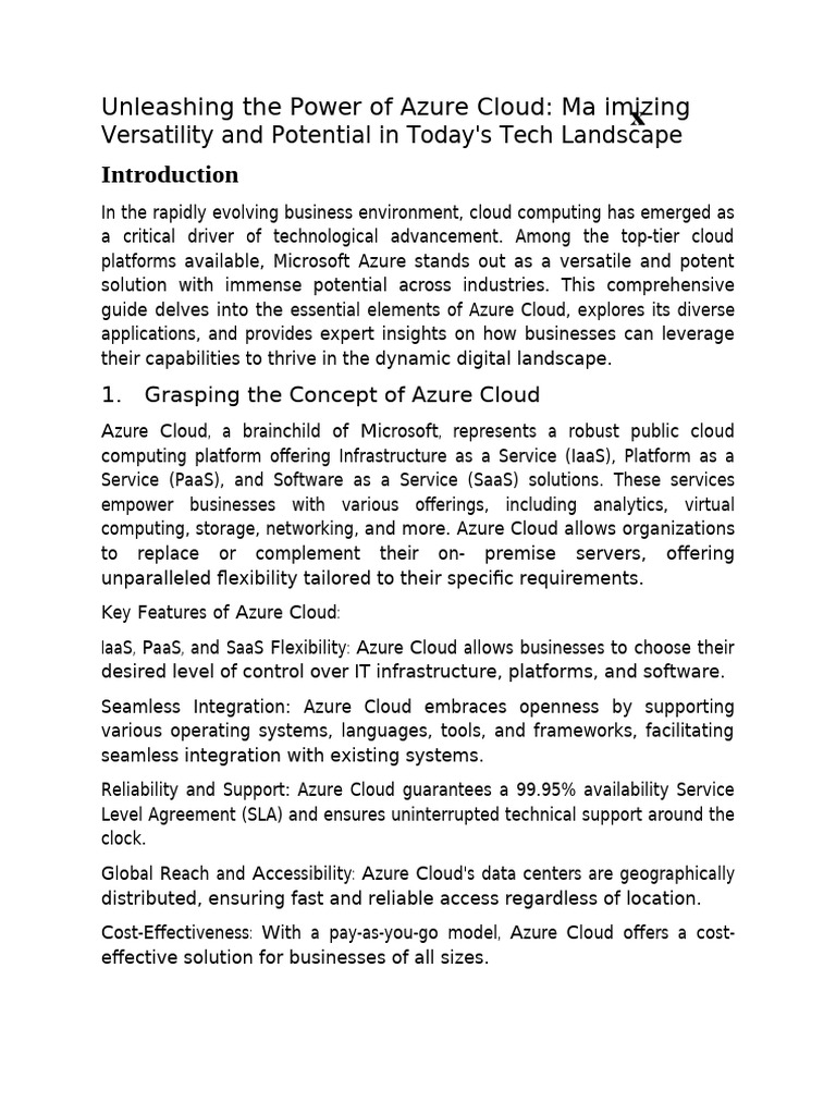 Maximize Business Potential with Azure Cloud | PDF | Cloud Computing ...