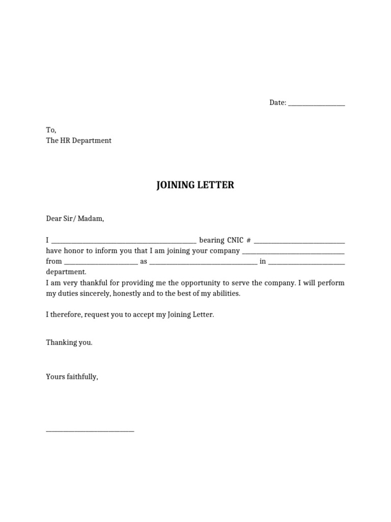 Joining Letter | PDF